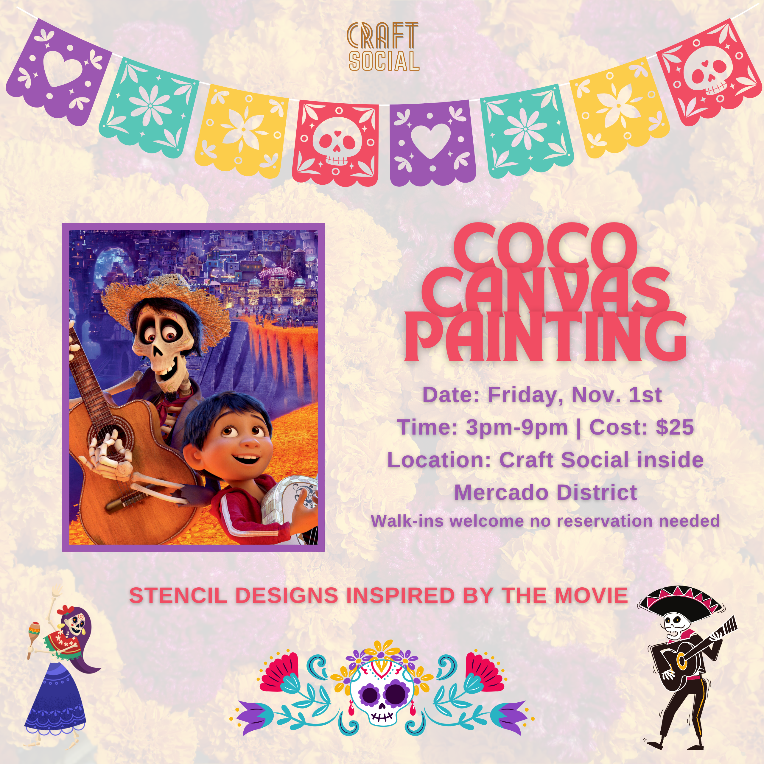 Coco Canvas Painting | Craft Social